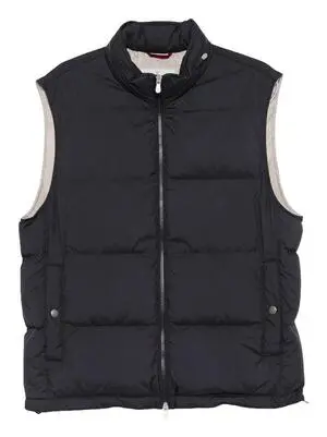 Brunello Cucinelli BRUNELLO CUCINELLI Quilted High Neck Vest Blue