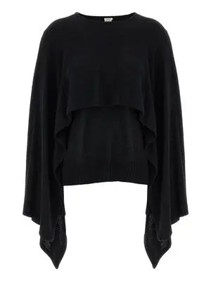 TOTEME Knitted Silk Cape Sweater - Black