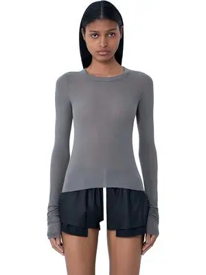 Rick Owens Ribbed Long Sleeve T-shirt - Gray