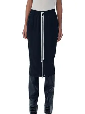 Rick Owens Elasticated Midi Skirt - Black