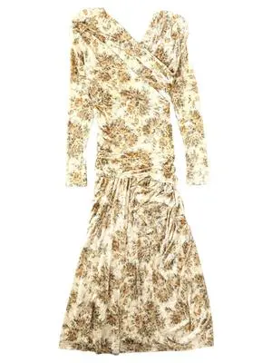 GANNI Long Floral Print Dress - Cream
