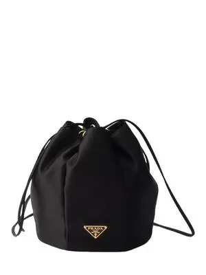 Prada Mini Satin Bucket Bag - Black