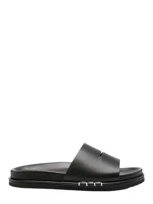 JW Anderson Calf Leather Flat Slides - Black