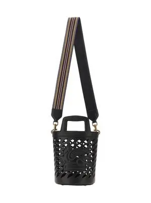 Etro Leather Cut Out Bucket Bag - Black