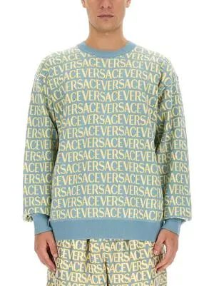 Versace Versace Men Allover Logo Jersey Multicolor