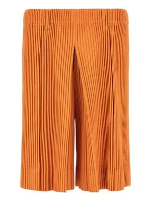 Issey Miyake Tailored Pleats Bermuda Shorts - Orange