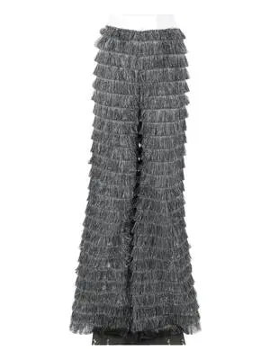 Alberta Ferretti Fringed Pants - Gray