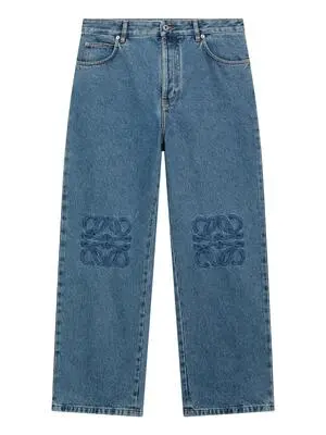 Loewe Anagram Embroidered Baggy Jeans - Blue
