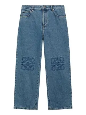 Loewe Anagram Embroidered Baggy Jeans - Blue