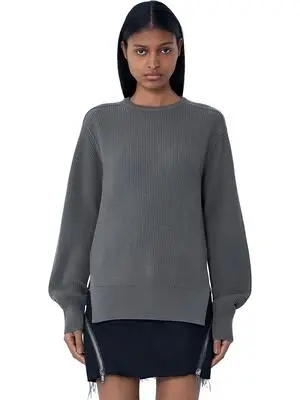Rick Owens Ribbed Knit Sweater - Gray