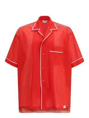 Moschino Technical Mesh Shirt With Reversed 22 Print - Red