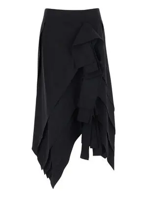 Bottega Veneta Wool Ruffle Midi Skirt - Multicolor