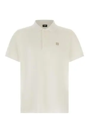 Fendi Ff Metallic Logo Polo Shirt - White