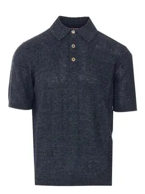 BRUNELLO CUCINELLI Brunello Cucinelli Men Large Ribbed Knitted Linen Polo