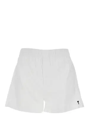 AMI Paris White Shorts With Elasticated Waist And Adc Logo On The Front In Cotton - Multicolor