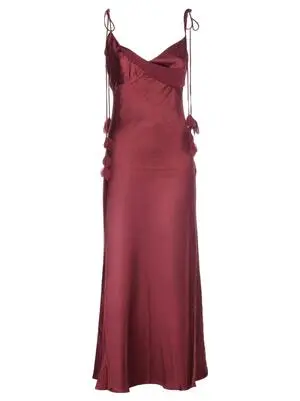 SELF-PORTRAIT Satin Flower Midi Dress - Red