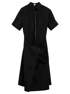 Loewe Cotton Gabardine Midi Shirt Dress - Black
