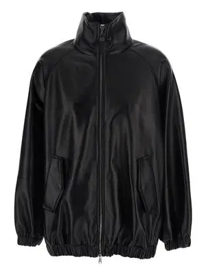 Brunello Cucinelli High Collar Leather Jacket - Multicolor