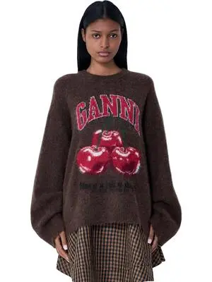 GANNI Brushed Knit Sweater - Brown
