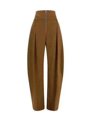 FERRAGAMO Wide Balloon-fit Zip Pants - Brown