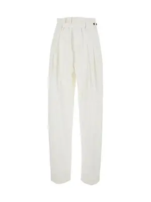 Bottega Veneta White Pants With Tapered Leg And Matching Waist Belt In Cotton For - Multicolor
