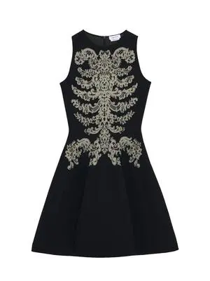 Alexander McQueen Jacquard Vlm Mini Dress - Black