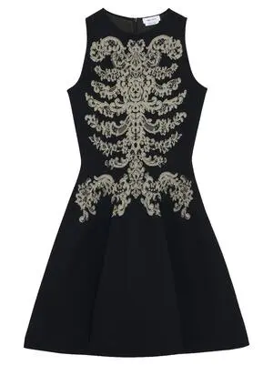 Alexander McQueen Jacquard Vlm Mini Dress - Black