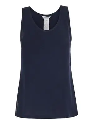 Max Mara Pavido' Blue Sleeveless Top With Round Neck And Tone-on-tone Logo Embroidery On The Front In Silk For - Multicolor