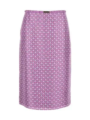 Gucci Purple Skirt With Front Logo Patch And All-over Print For - Multicolor