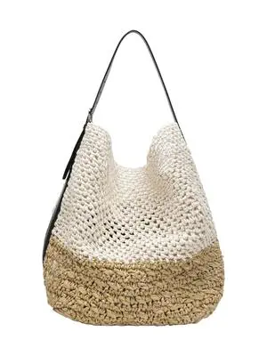 TOTEME TOTÊME Tote Bag With Belt Detail In Handwoven Paper Raffia Cream