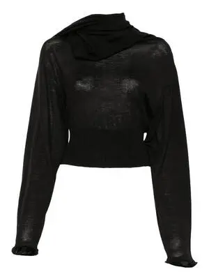 Rick Owens Knitted Draped Neck Top - Black