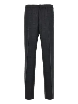 Prada PRADA Checked Wool Tailored Trousers Gray