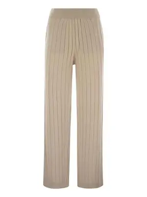 Brunello Cucinelli Cashmere Knit Trousers - Cream