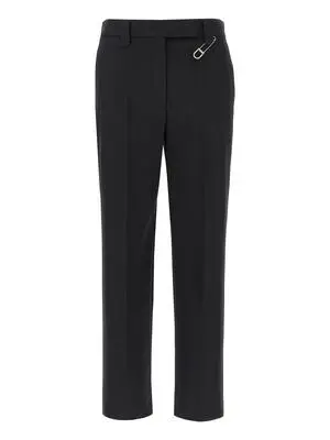 Prada Melange Virgin Wool Brooch Trousers - Gray