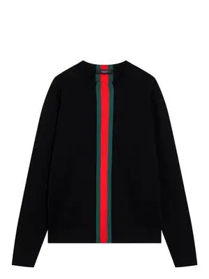 Gucci GUCCI Knitted Cotton Sweater With Web Ribbon Blue