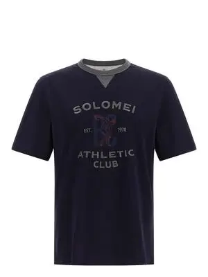 Brunello Cucinelli Brunello Cucinelli Men 'Solomei Athletic Club' T-Shirt Blue