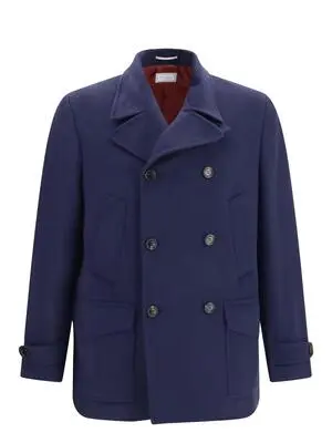Brunello Cucinelli Double-breasted Wool Coat - Blue