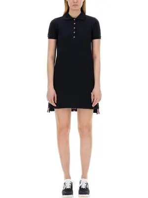 Thom Browne THOM BROWNE Cotton Pique Polo Shirt Dress Blue