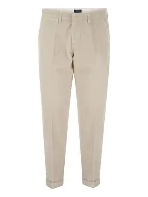 FAY Slim Corduroy Trousers - Cream