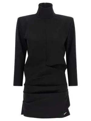 Attico Structured Shoulder Dress - Black