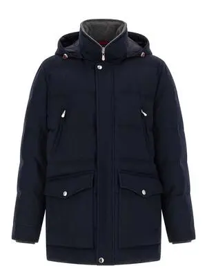 Brunello Cucinelli Wool Flannel Parka - Blue