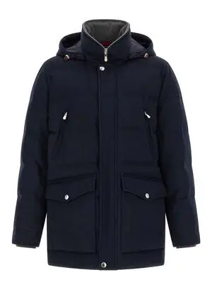 Brunello Cucinelli Wool Flannel Parka - Blue