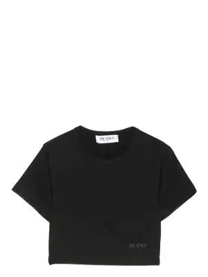 Attico Jersey Corset-style Crop Top - Black