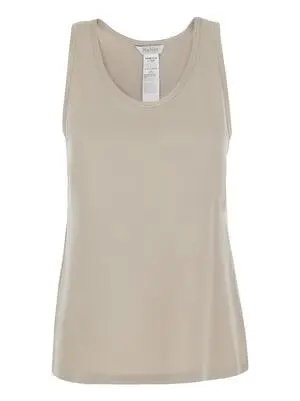 MAX MARA Max Mara Women 'Pavido' Beige Sleeveless Top With Round Neck And Tone-On-Tone Logo Embroidery On The Front In Silk For Women