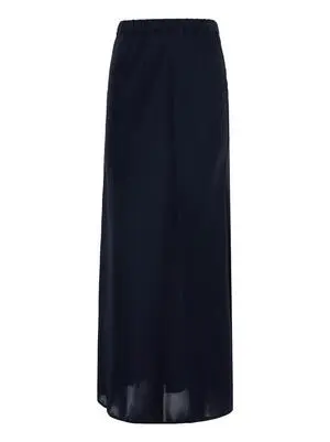 Max Mara Max Mara Women 'Sospiro' Blue Skirt With Logo Embroidery On The Front And Elasticated Waist In Silk For Women Multicolor
