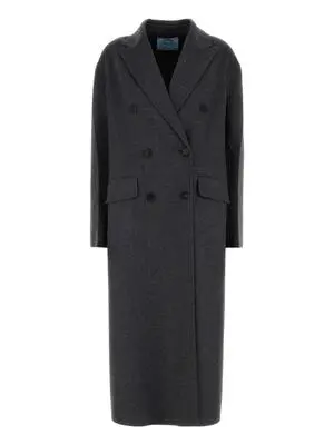 Prada Dark Grey Wool Blend Coat - Gray