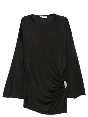 Attico Textured Viscose Asymmetric Cocktail Dress - Black