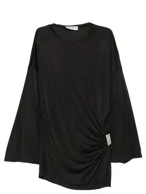 Attico Textured Viscose Asymmetric Cocktail Dress - Black