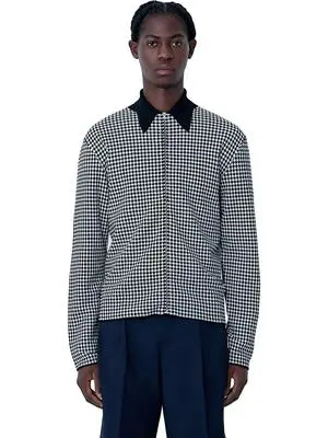 JIL SANDER Jil Sander Men Houndstooth Zip-Up Shirt Gray