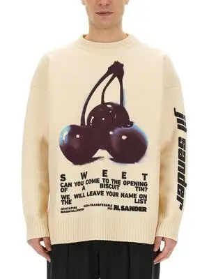 JIL SANDER JIL SANDER Embroidered Wool Jersey Cream